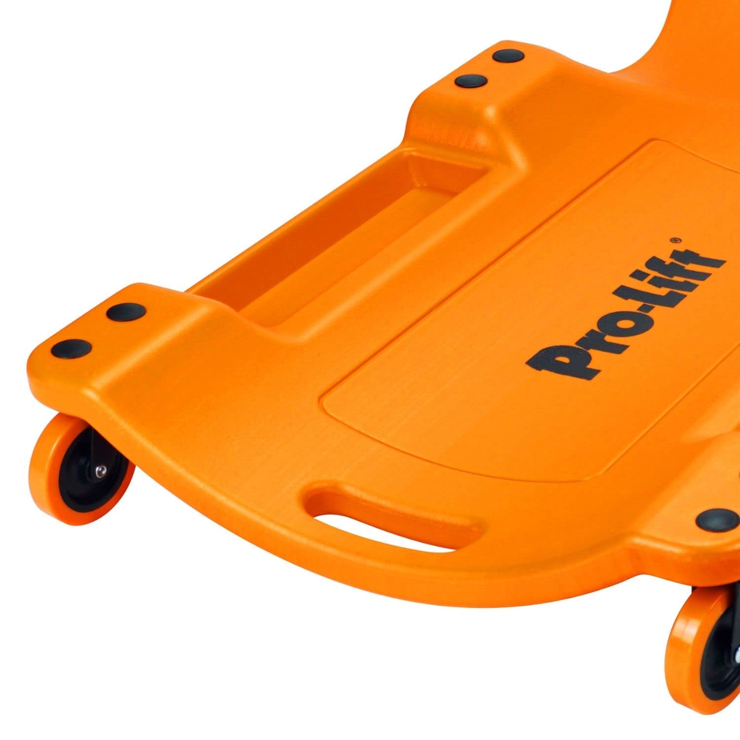 Pro-Lift Mechanic Plastic Creeper 40 Inch - Blow Molded Ergonomic HDPE Body with Padded Headrest & Dual Tool Trays - 350 Lbs Capacity Orange