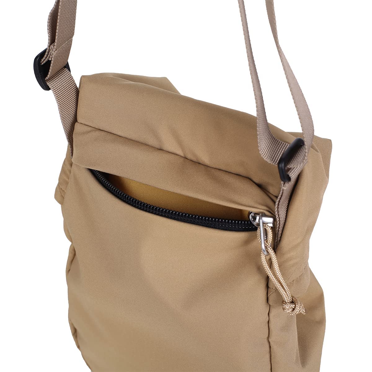 Hellolulu ARMIE Drawstring Sling Crossbody Bag, Water Resistant Lightweight Crossbody Shoulder Bag Phone Bag, For Daily Use Men Women, Brown Beige