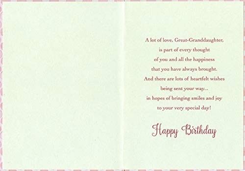 Designer Greetings Pink Cake, Tall Candles, Gold Foil Flames Birthday Card for Great-Granddaughter