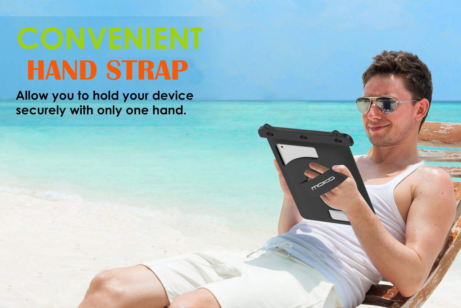 MoKo Waterproof Tablet Case, Tablet Pouch Dry Bag for iPad Mini 6, iPad 9, iPad 9.7 6/5/4/3/2, iPad Pro 9.7, iPad Air 5 10.9/3/2, Samsung Tab S4/ S3/ S2/Tab A 9.7, Galaxy Note 8, Tab E 9.6