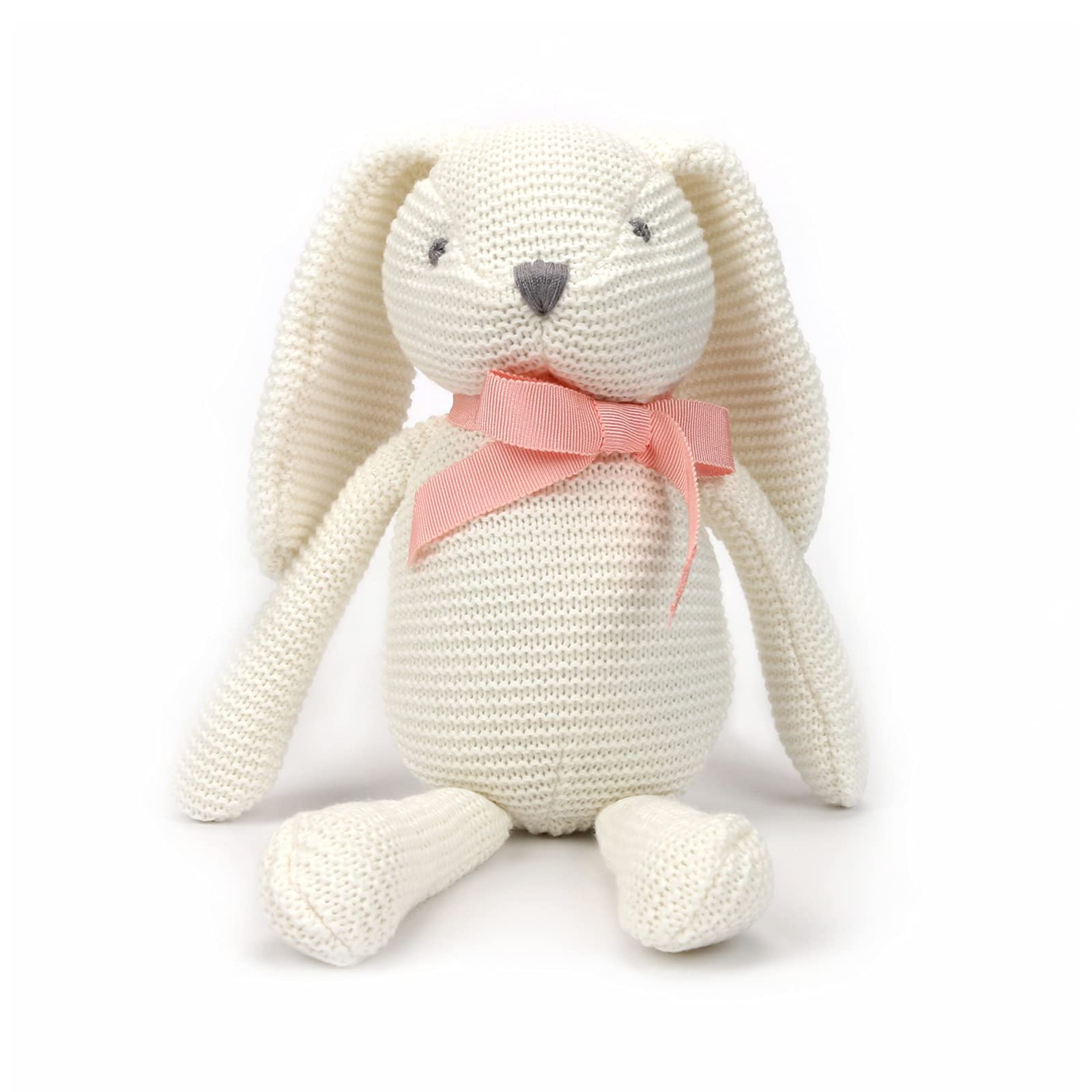 FLUFFYFUN Organic Baby Toys White Bunny Rabbit Stuffed Animal 7.1"
