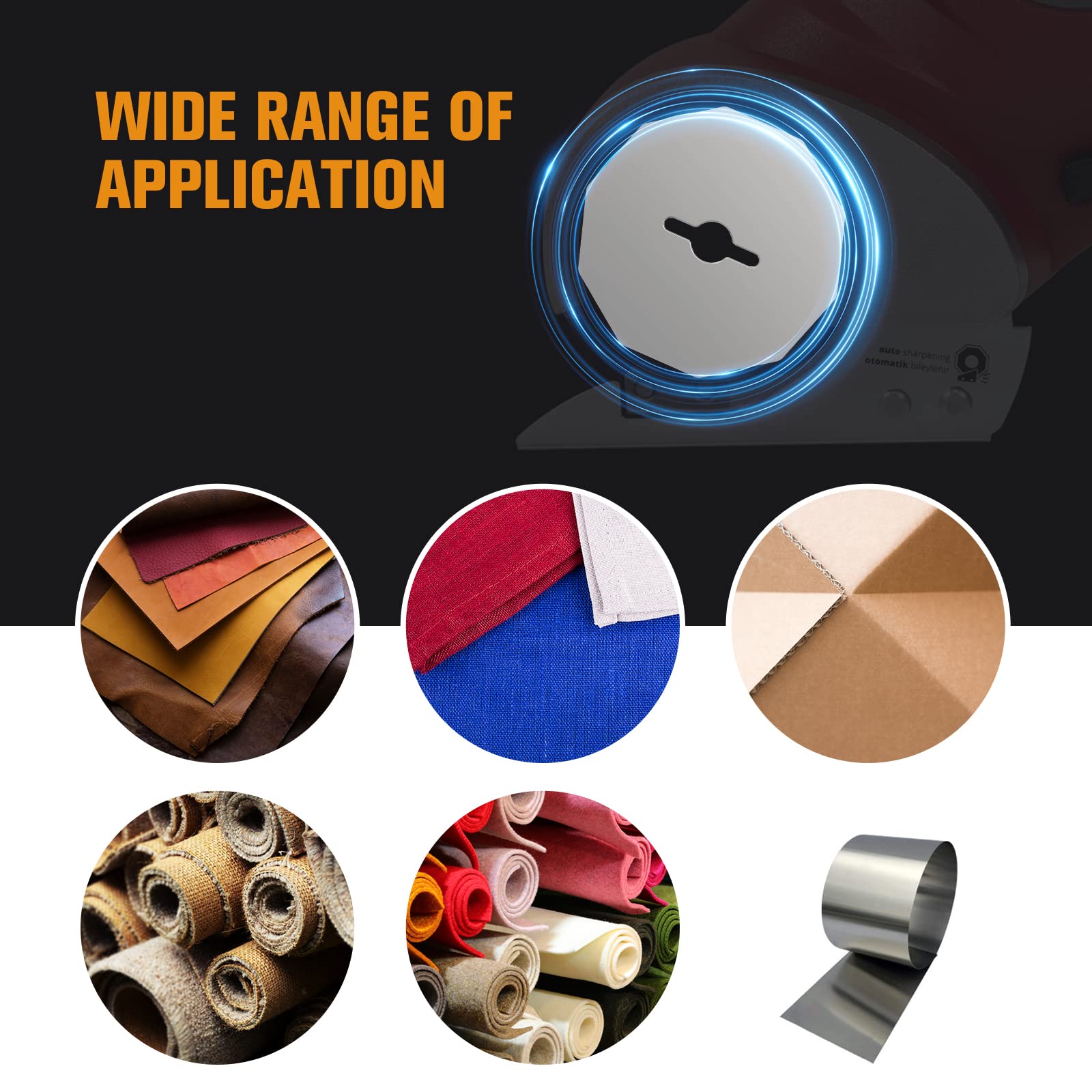 VLOXO WA2300 Blades Replacement Rotary Blades Compatible with VLOXO AT001 Cordless Electric Scissors Electric Cutter Blades(1-1/2")