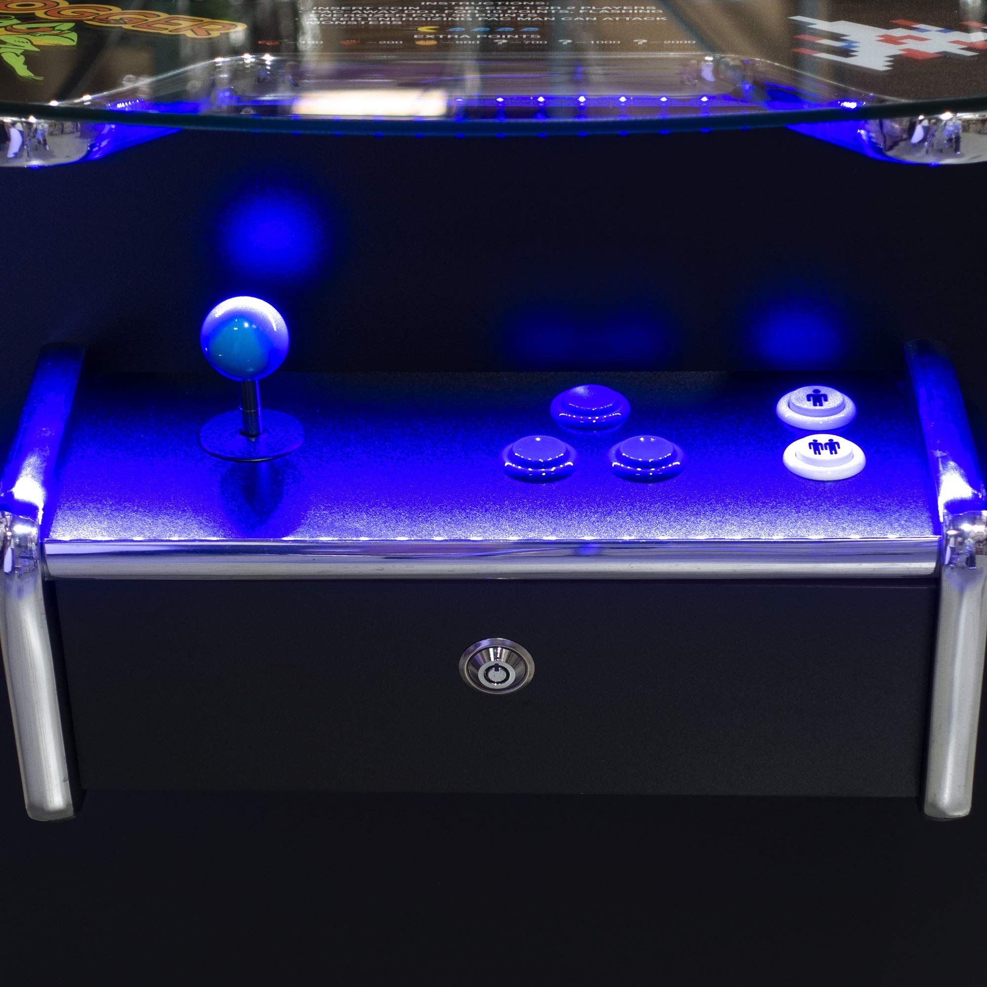 Creative Arcades Full Size Commercial Grade Pub Arcade Machine | 2 Player | 60 Games | 22" LCD Screen | Round Glass Top | 2 Sanwa Joysticks | 2 Stools Included | 3 Year Warranty