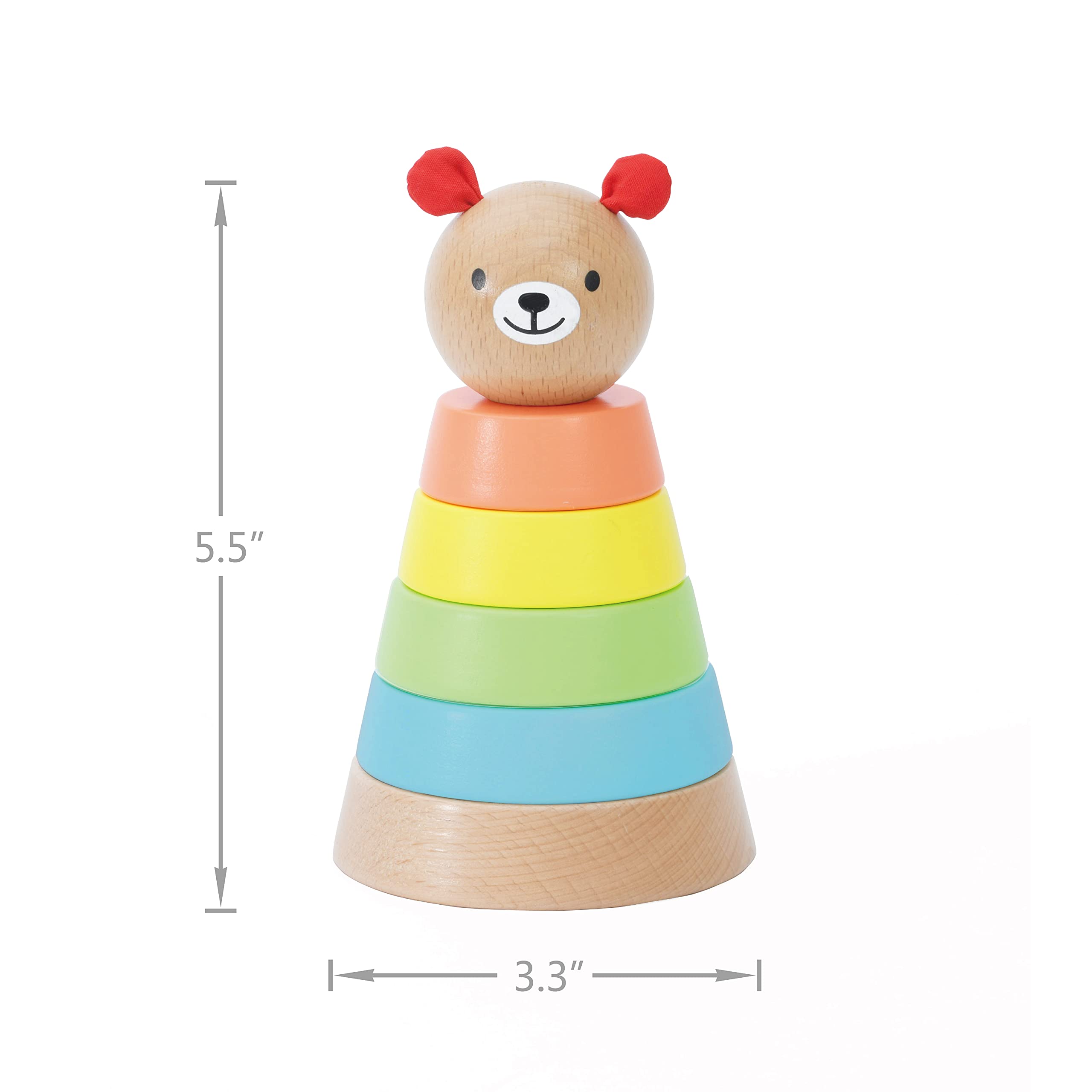 Classic World Wooden Stacking Rings Baby Toy, Montessori Stacking Rings Stacker Rainbow, Bear Tower Wooden Toys for Babies