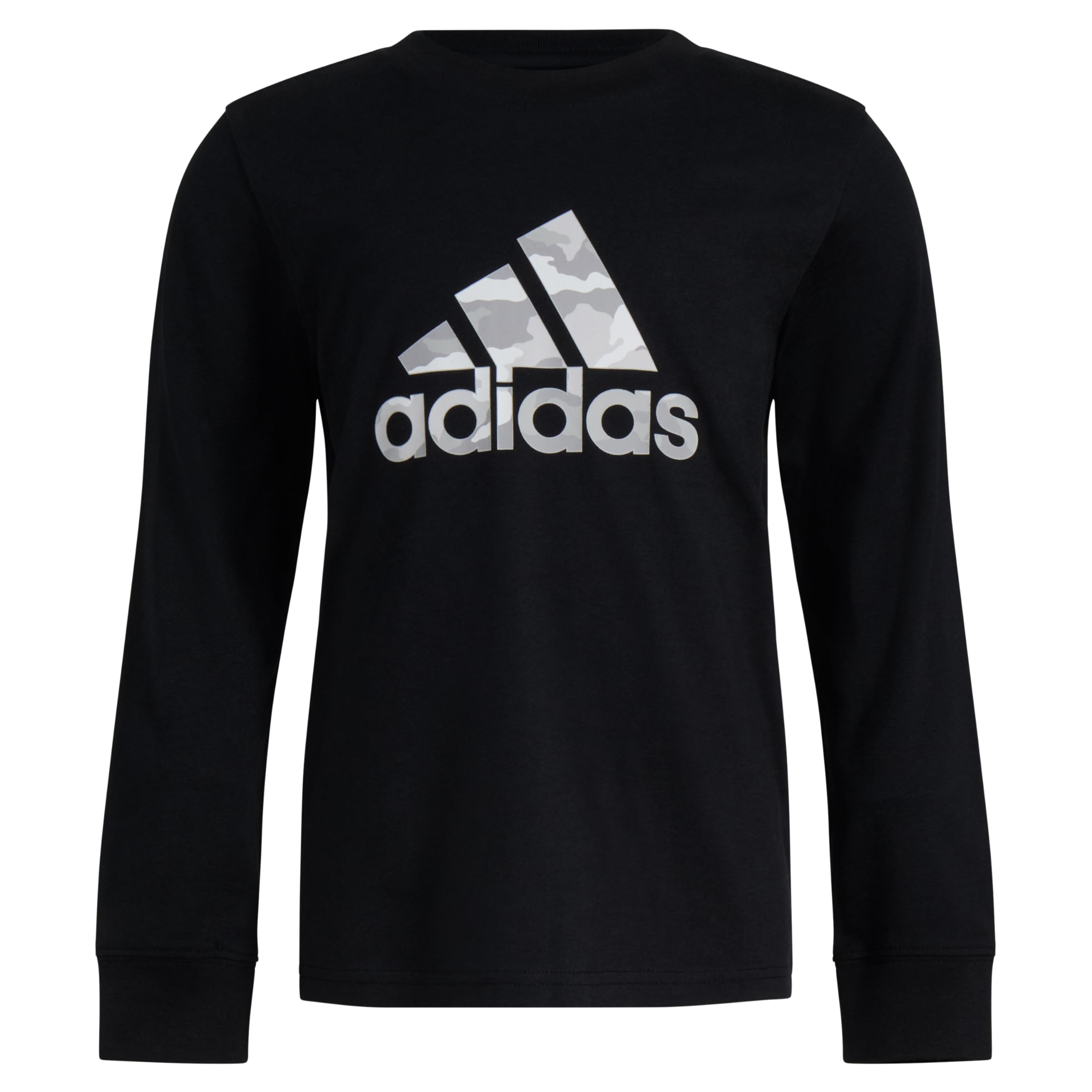 adidas Boys' Long Sleeve Cotton BoS Logo T-Shirt, Core Camo/White, 5