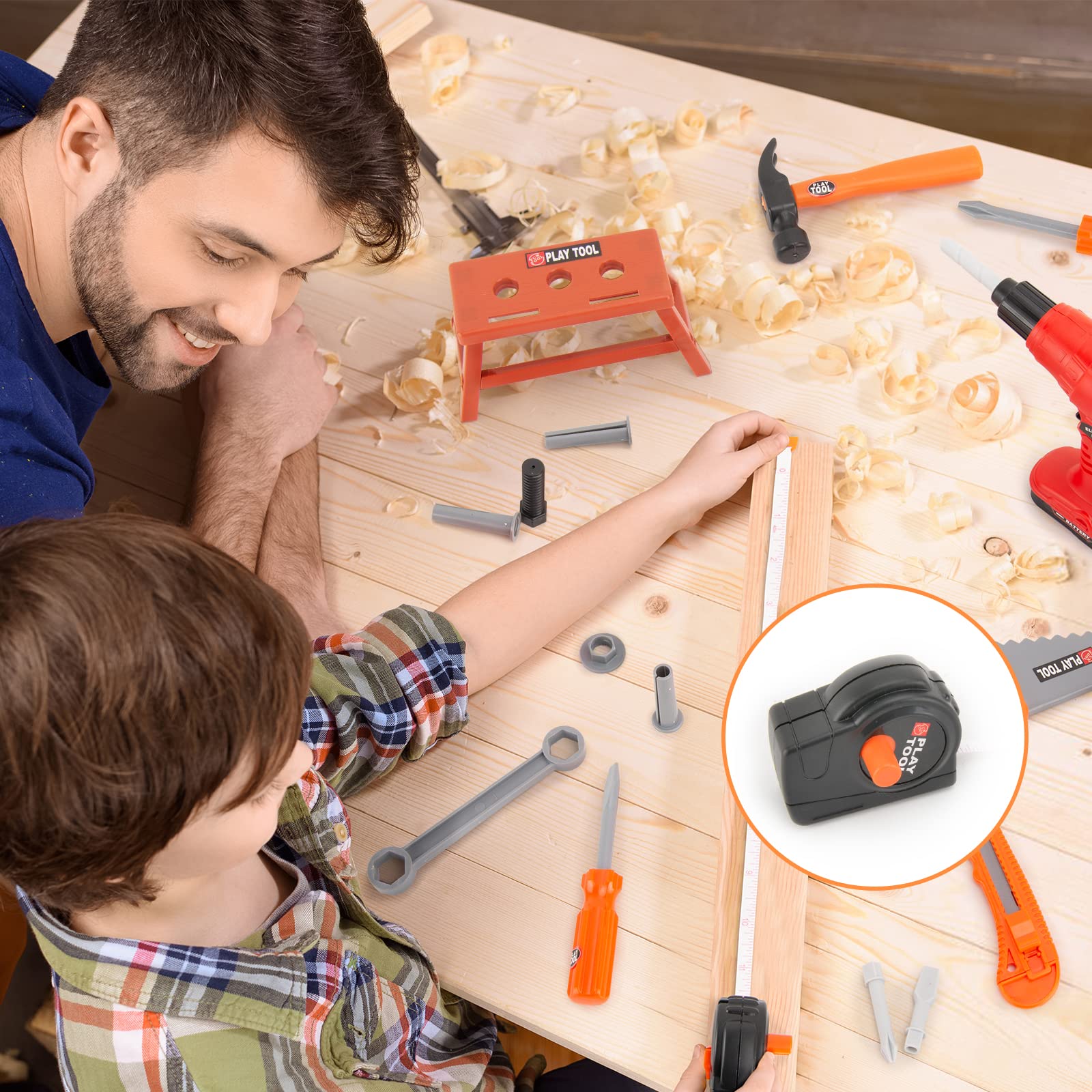 Amagoing Kids Tool Set,40 PCS Toddler Tool Set with Electric Power Drill & Tool Box,Toys Kit Working Overalls, DIY Toys Construction Tools, Pretend Play Tools Gift for Boys Girls Ages 3, 4, 5, 6, 7, 8