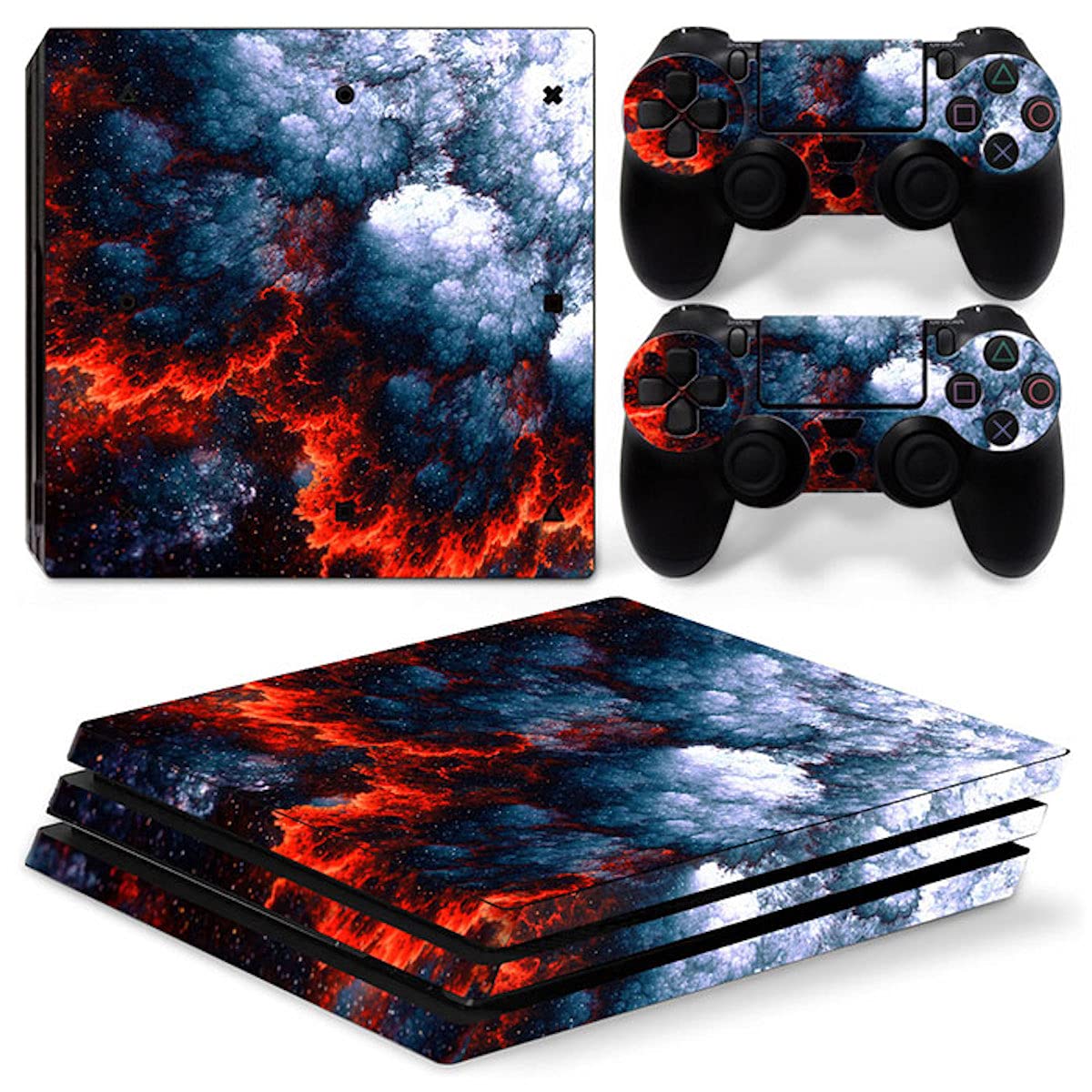 PS4 Pro Skin for Playstation 4 Pro Console and Controllers, PS4 Pro Whole Body Vinyl Skin Sticker Decal Cover - Magma