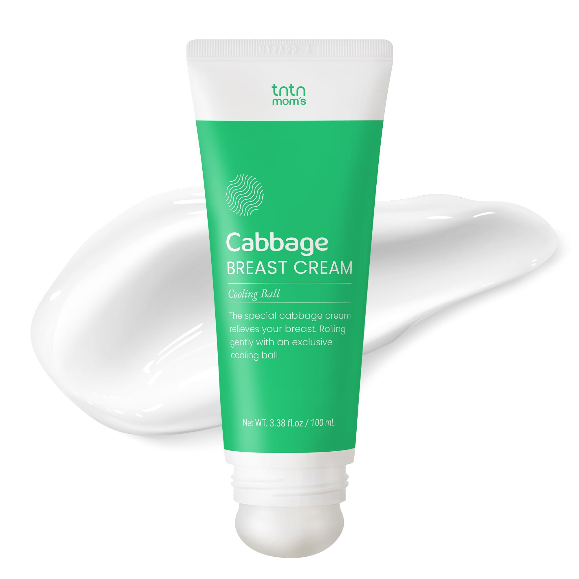 tntnmom's Cabbage Breast Cream 3.38 Oz with Special Cooling Ball applicator | For Engorgement, Mastitis, Stop Lactation | Trusted by Korea Mother, Breastfeeding Essencial