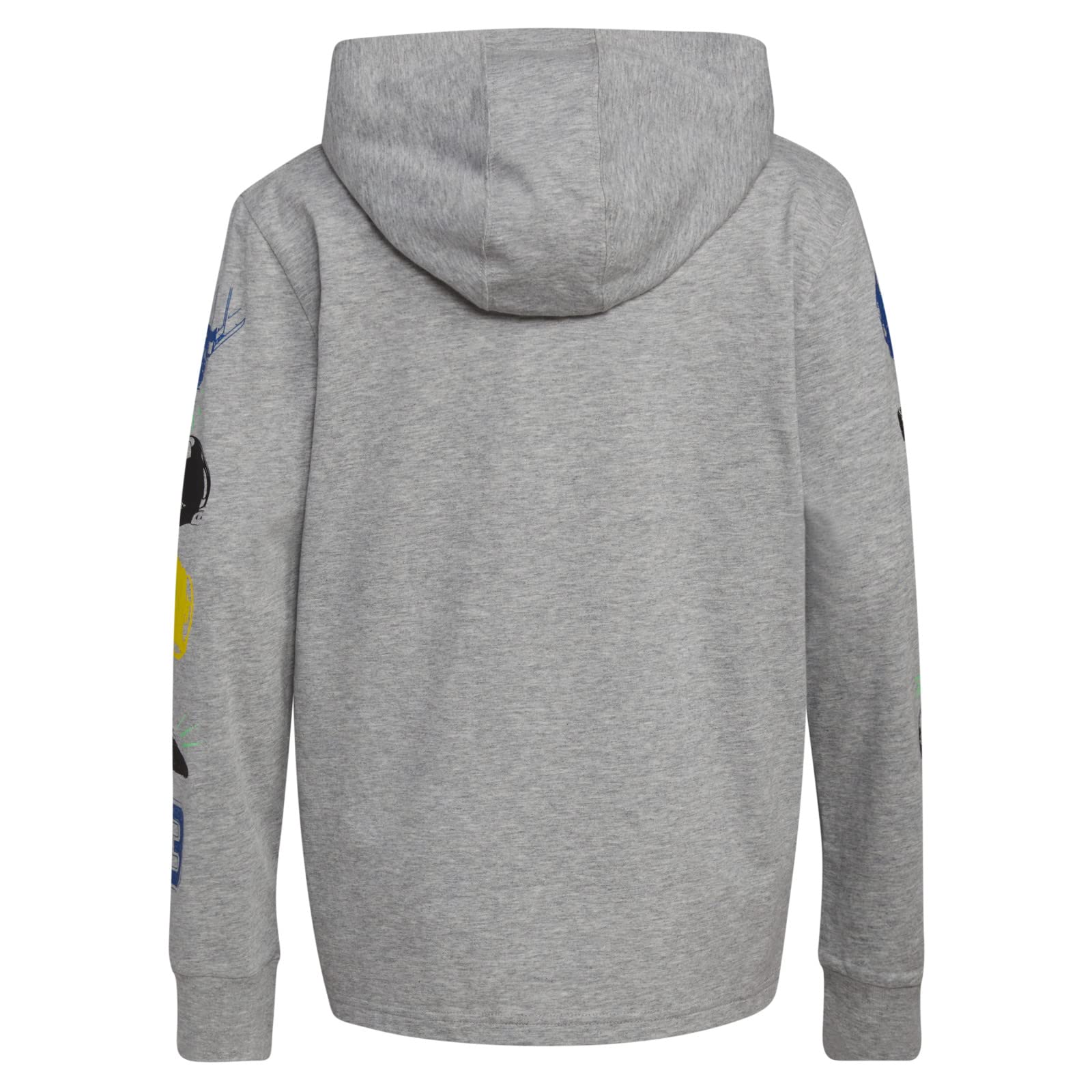 adidas Boys' Long Sleeve Cotton Jersey Hooded T-Shirt Tee, Medium Stamped Grey Heather, Large