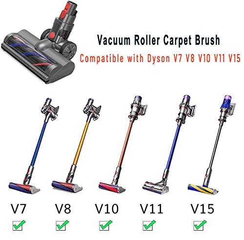 Amalfy Vacuum Motorhead Compatible with Dyson V15 V11 V10 V8 V7 Cordless Vacuum Cleaner, Quick-Release Turbine Brush with LED Headlight, Roller Carpet Cleaner Head Replacement Parts