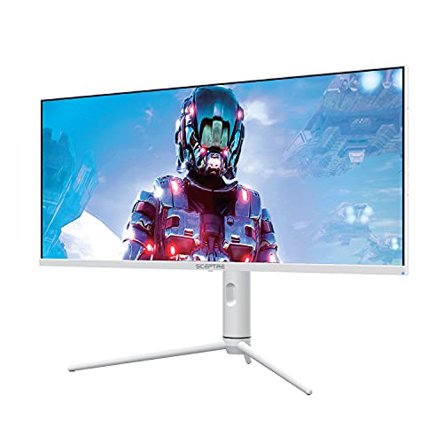 Sceptre IPS 34" White UltraWide Monitor 3440 x 1440p HDR400 1ms up to 144Hz 95% DCI-P3 PIP PBP DisplayPort HDMI USB-C Height Adjustable (E345B-QUN168W)