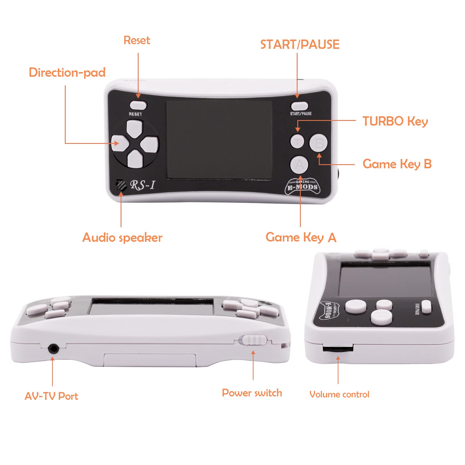 Handheld Games for Kids Adults 2.5" LCD Portable Retro Games Console Built in 162 Classic Electronic Video Games Player with TV Output - Travel Games for Birthday Xmas Gift (Black)