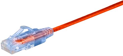 Monoprice SlimRun Cat6A Ethernet Patch Cable - Network Internet Cord - RJ45, 550Mhz, UTP, Pure Bare Copper Wire, 10G, 30AWG, 7 Feet, Orange- Pack of 5