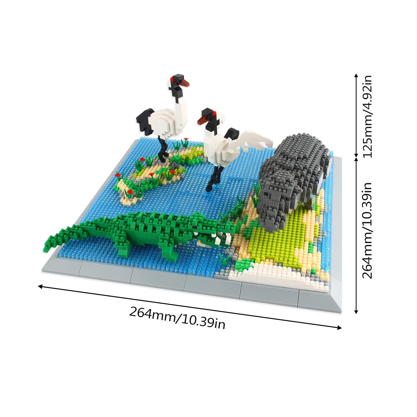 Larcele Micro Building Blocks Animal Set, DIY Mini 3D Building Toy Bricks,1860 Pieces KLJM-04(Hippo + Crocodile + Crane)