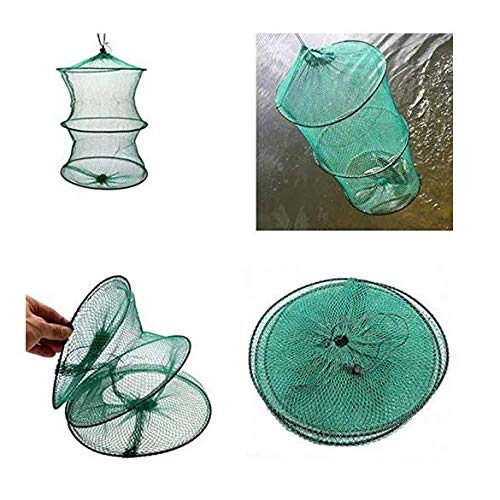 Amandaus 2 Layers Portable Fishing Net Fish Shrimp Cage Cast Net Fishing Trap Network Foldable Fishing Net Tackle 37 x 30cm