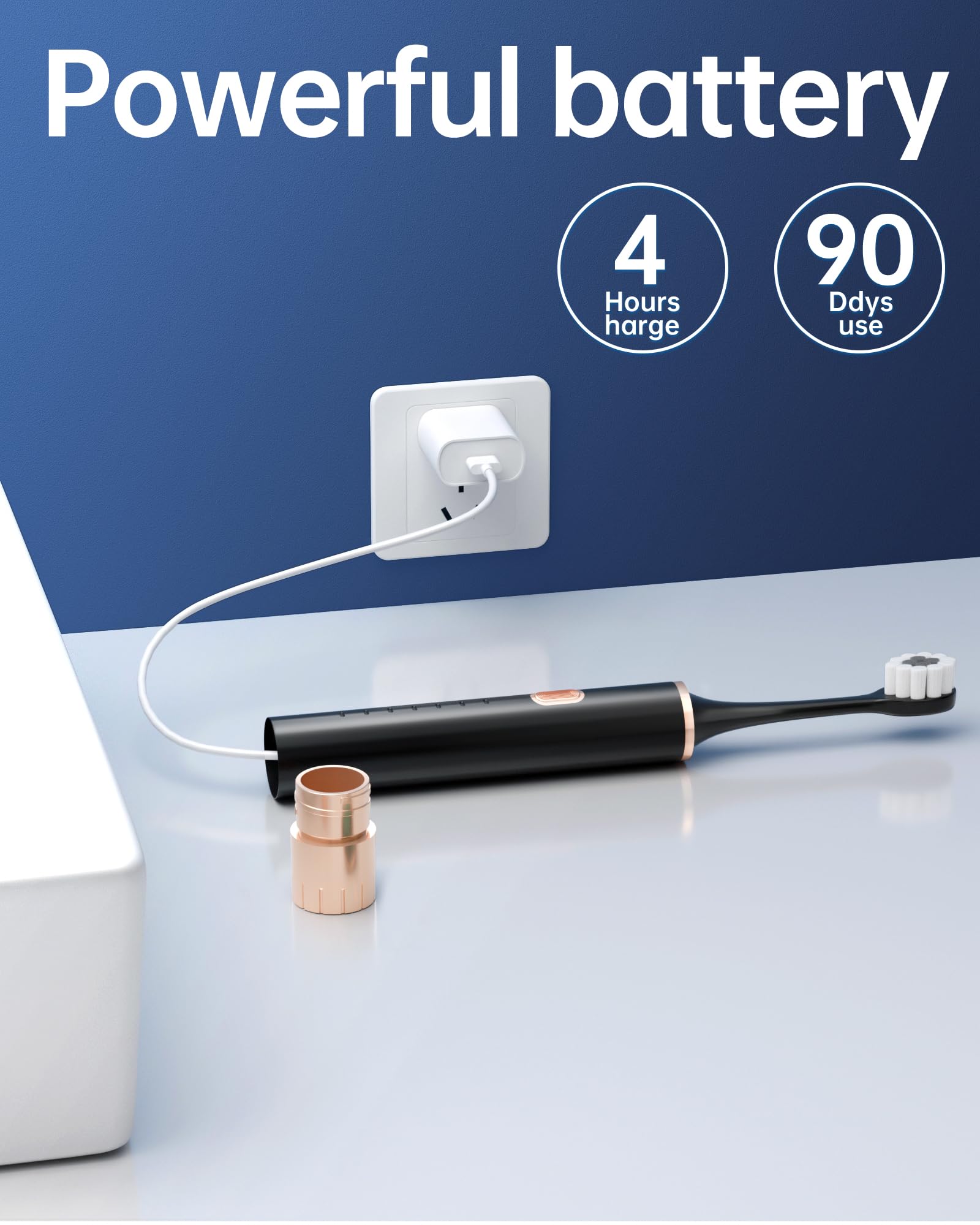 Aneebart Sonic Electric Toothbrush 2 Pack,Electric Toothbrush for Adults,Travel Electric Toothbrush Includes 12 Brush Heads,IPx8 Waterproof (Black & White )