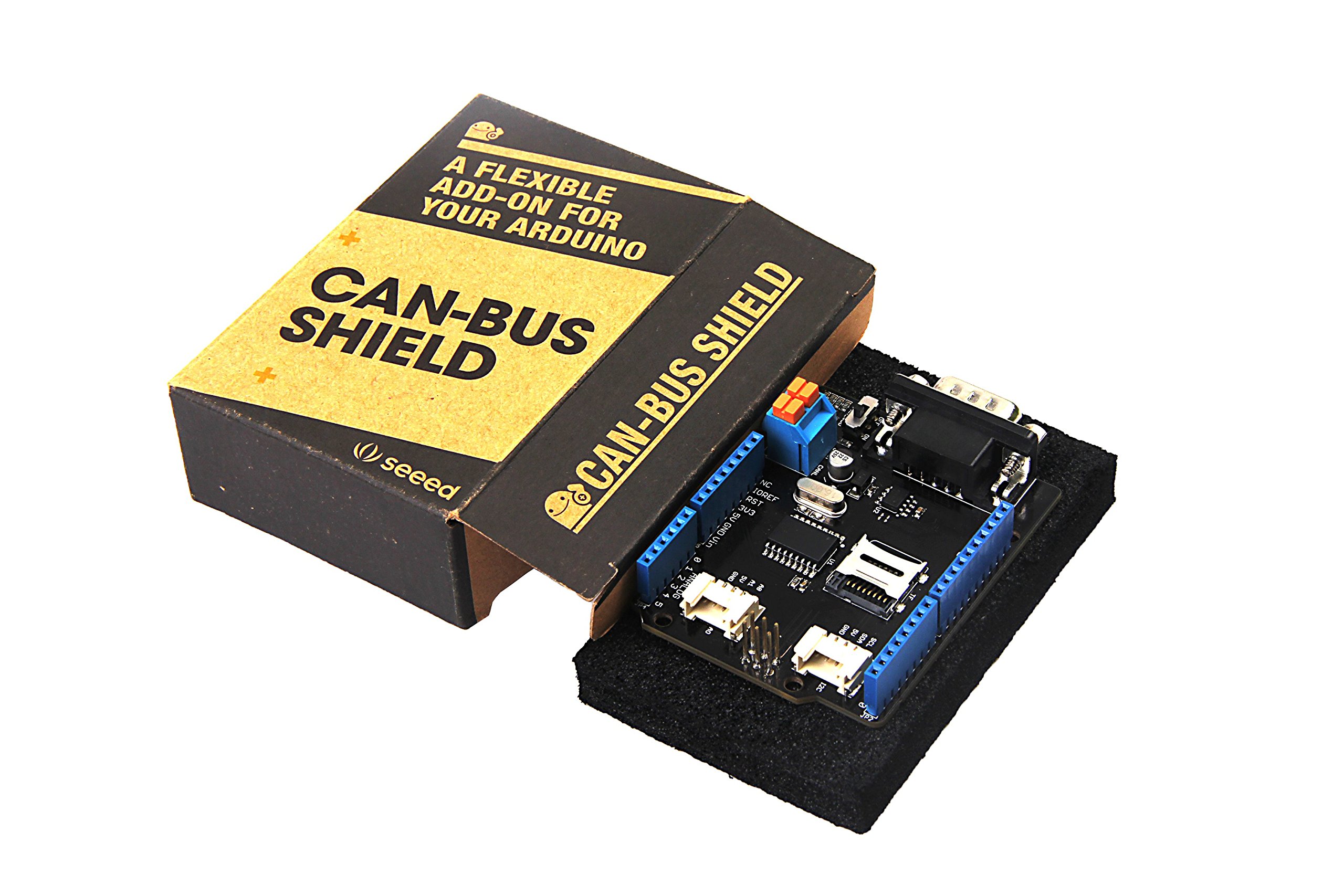 Seeed Studio CAN-Bus Shield V2 Compatible with Arduino for Controller and Transceiver, Arduino Shield Adopts MCP2515 and MCP2551.