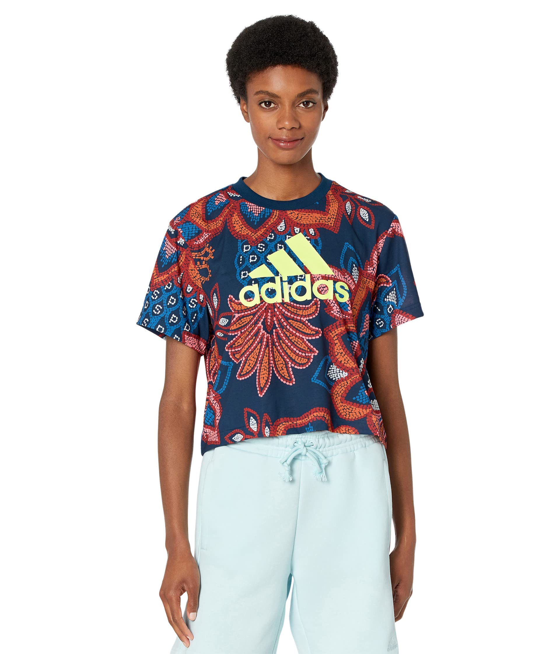 adidas Farm Graphic T-Shirt Mystery Blue/Hi-Res Yellow MD