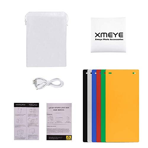 Mini Photo Studio Box, 9 x 9 Inches Shooting Tent Kit, Foldable Photography Booth With 2 x 20 LED Beads + 6 Colors Backdrops