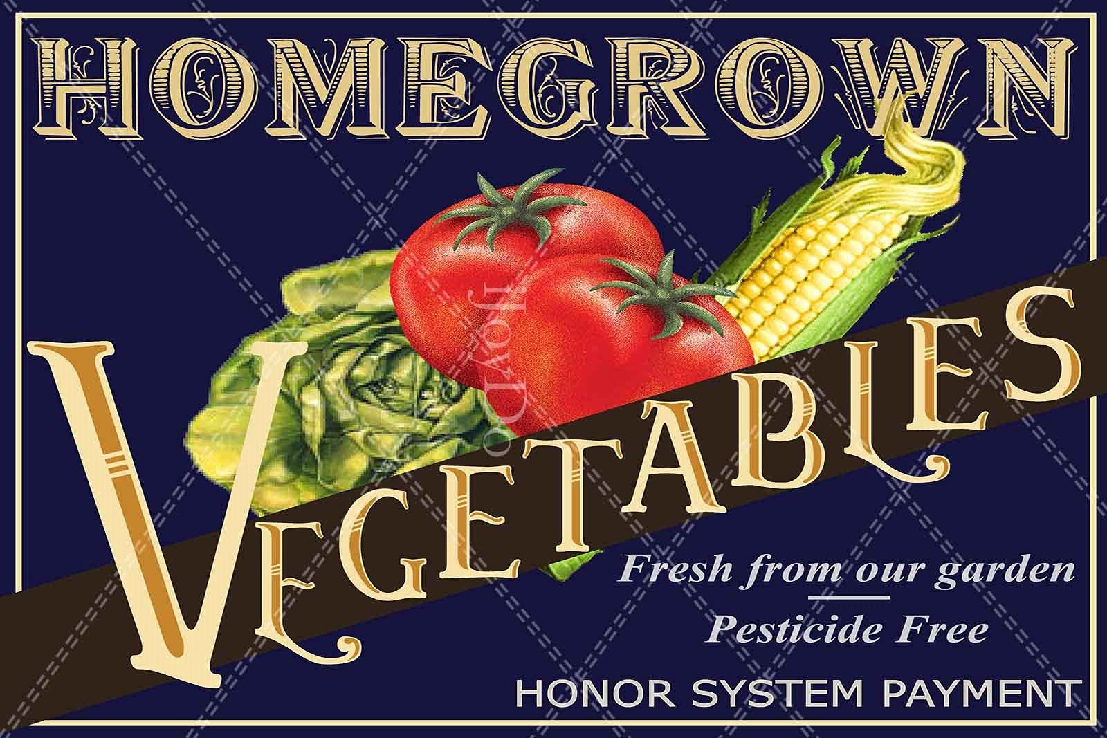 iJoyDo Homegrown Vegetables Tomato Corn Cabbage Theme Tin Sign Metal Sign Vintage Plaque Metal Tin Sign Vegetable Sign Wall Decor for Farm Vegetable Garden Home Kitchen 12 X 8 Inches