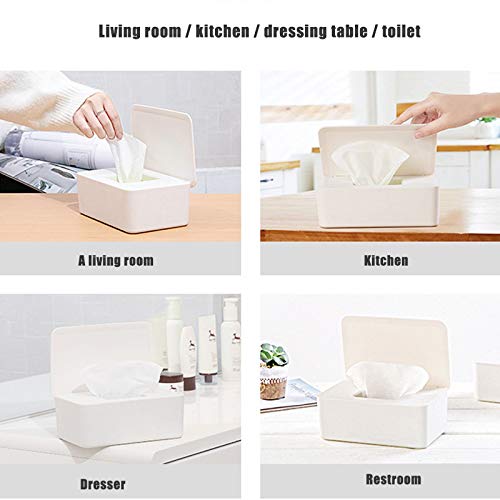 wastreake Wipes Dispenser Holder, Dustproof Tissue Storage Box Case Wet Wipes Dispenser Holder with Lid for Home Office Desk (Black)