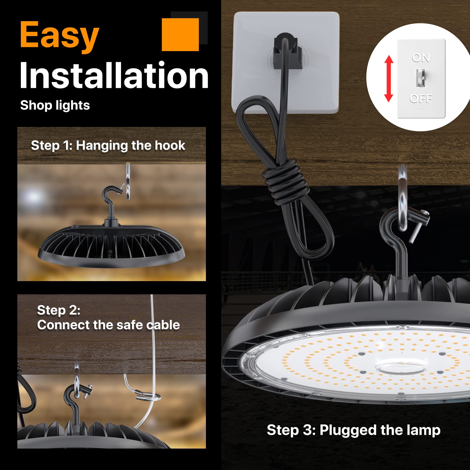 DEMILARE Led High Bay Light 150W, 5000K Bright High Bay Led Lights 22500LM, Durable UFO Bay Lighting (150LM/W) for Workshop, Garage, Barn