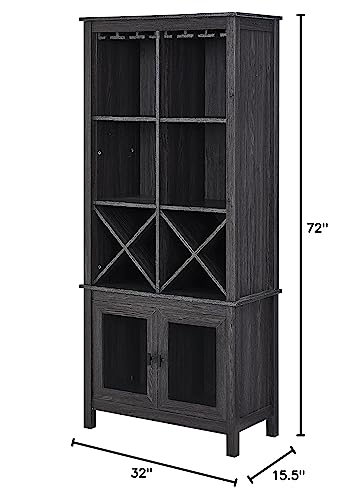 Home Source 72" Wood Exquisite Bar Wine Cabinet with Storage,Liquor Cabinet with Removable Wine Racks,Bookcase,Kitchen Pantry Storage Cabinet for Kitchen,Dining Room, Living Room,Espresso