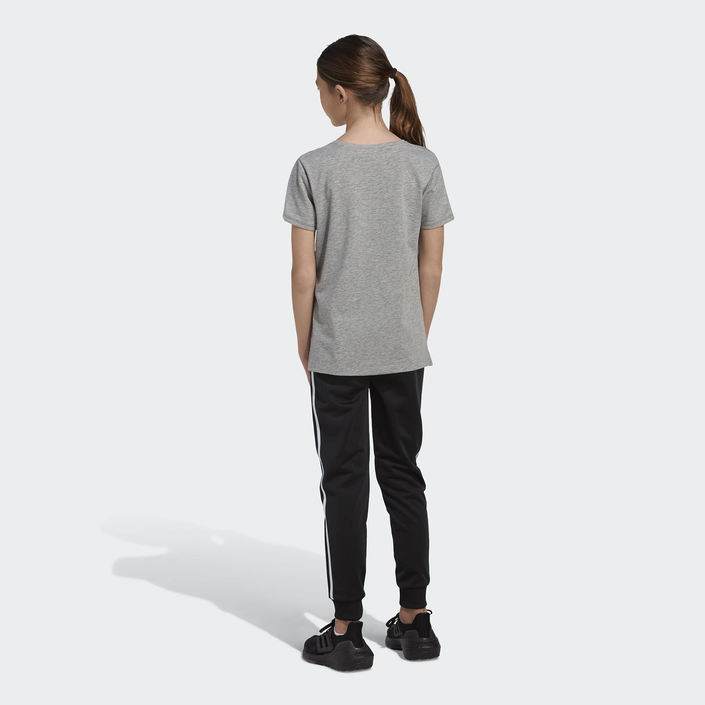 adidas girls Short Sleeve Vent Heather Graphic Tee T Shirt, Grey Multi, Medium US