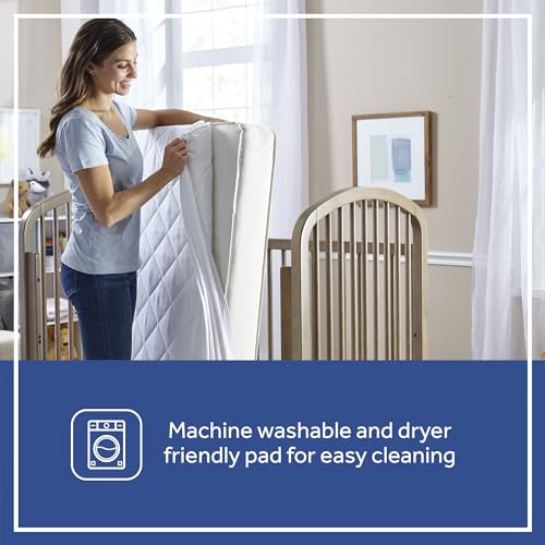 Sealy Baby Cool Comfort Fitted Waterproof Infant Cooling Crib Mattress Protector Pad and Toddler Bed Cover, Durable and Comfortable Topper, Machine Washable and Dryer Friendly, 52β x 28β- White
