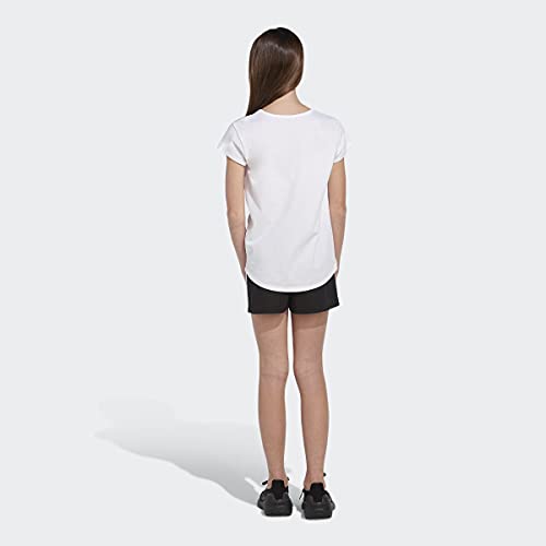 adidas girls Short Sleeve Scoop Neck Graphic Tee T Shirt, White With Light Pink, Small US