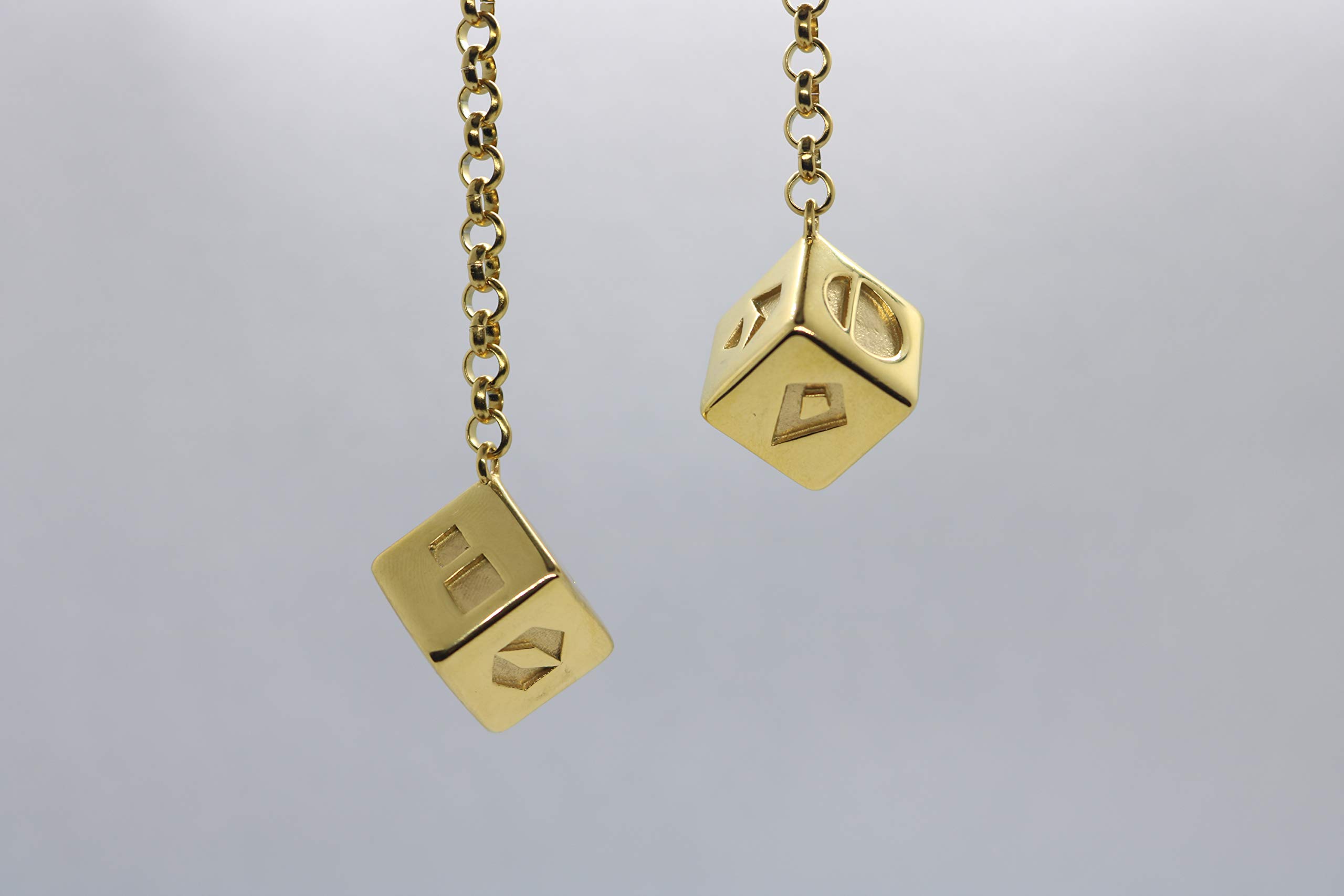Custom 3d Stuff Smuggler's Dice Accurate Stainless Steel Gold Plated Deluxe Solo Dice - Shiny with Gift Box