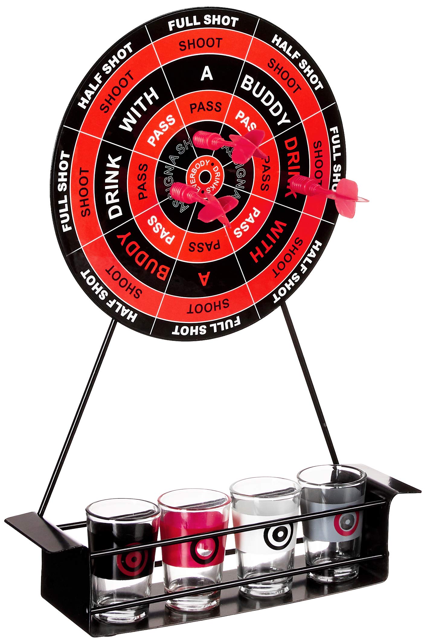 Crystal Clear Shot Glass Darts Bar Game, 10 Piece Set, Biack