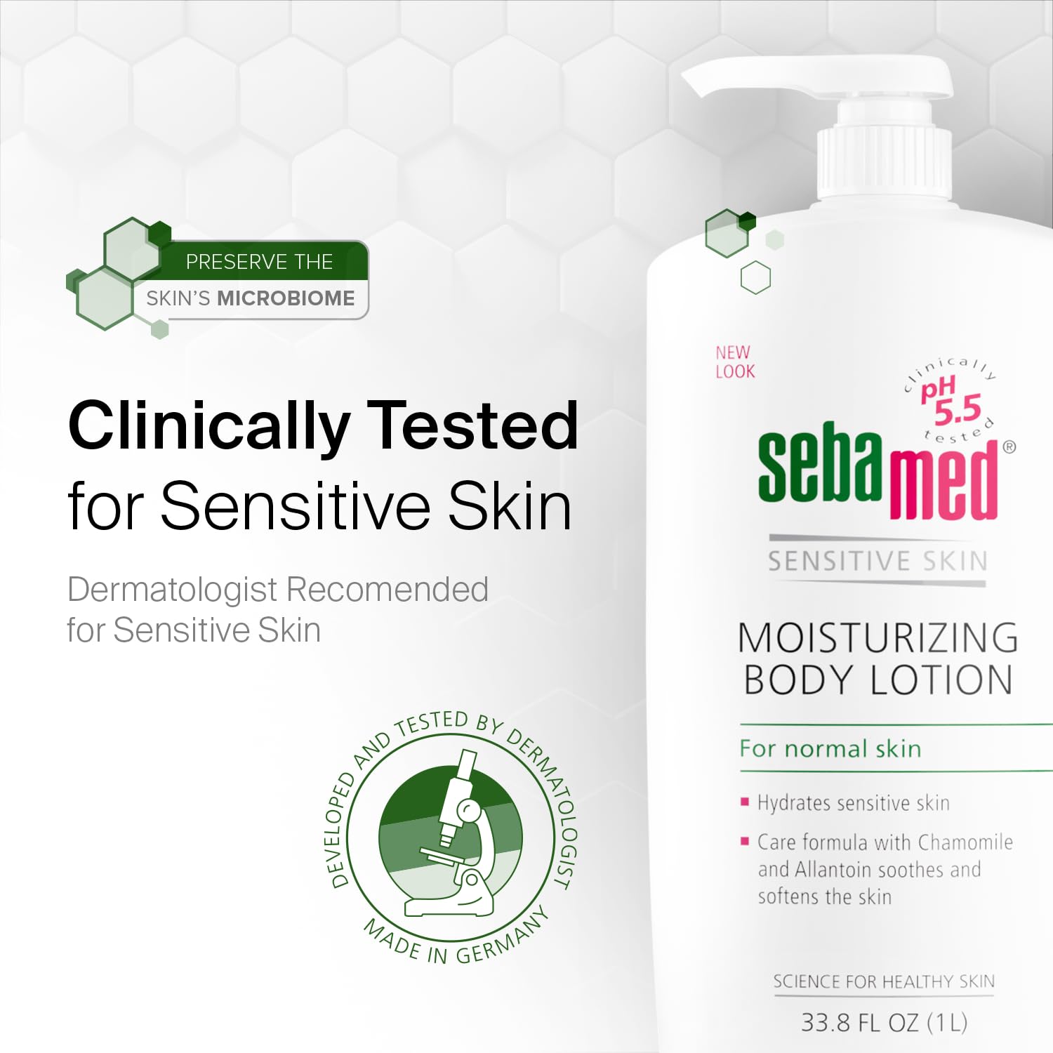 seba med Moisturizing Body Lotion pH 5.5 for Sensitive Skin Dermatologist Recommended Moisturizer 33.8 Fluid oz (1 Liter)