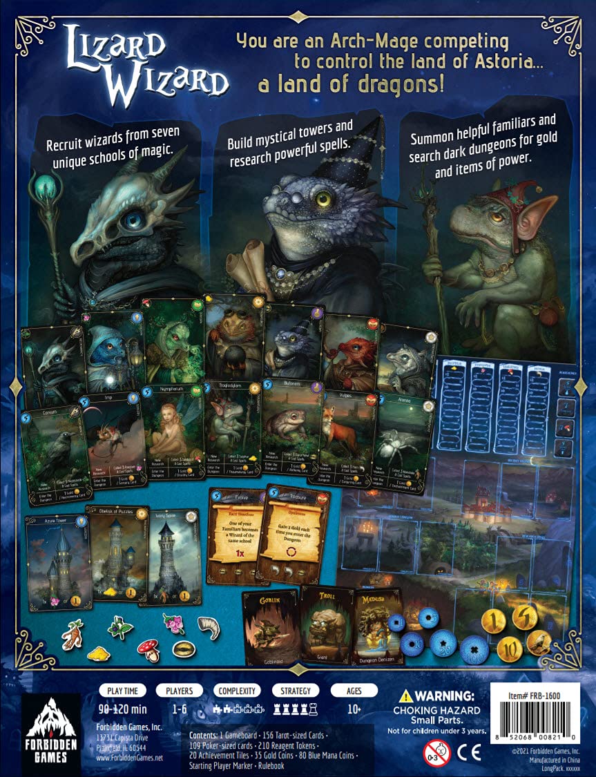 Forbidden Games | Lizard Wizard โ Fantasy Strategy Game of Spellcasting, Potions, and Mystical Creatures, Ages 10+, 2-6 Players, Family Game Night Essential