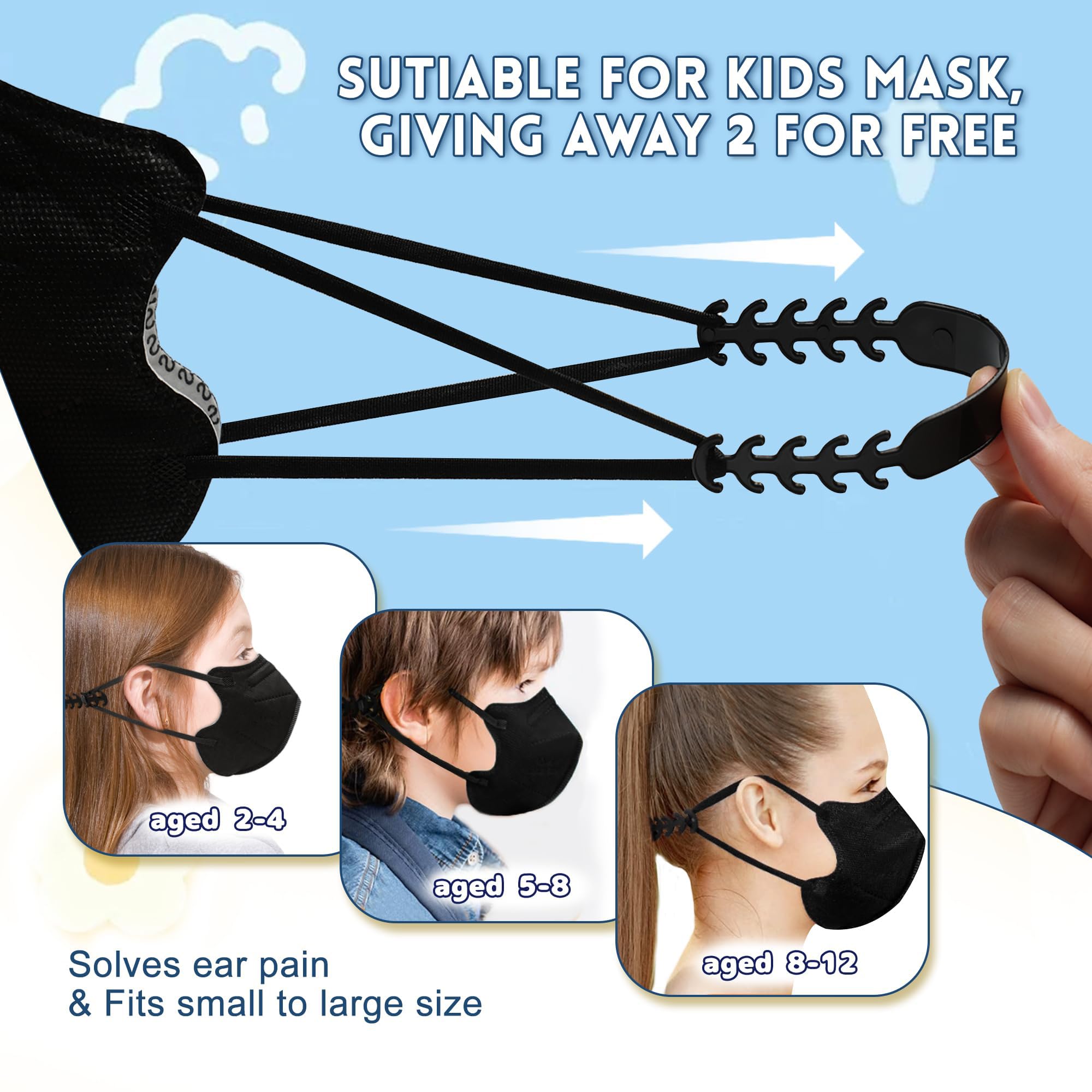 KN95 Masks Disposable for Kids, 100 Pack Individually Wrapped KN95 Masks Children 5 Layer Protection Small Size Breathable Adjustable Mask for Girl and Boy, Mascarillas para Niños
