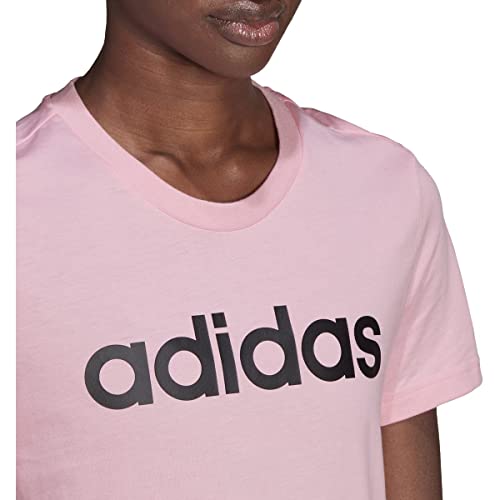 adidas Women's Essentials Slim Logo Tee, Light Pink/Black, Small