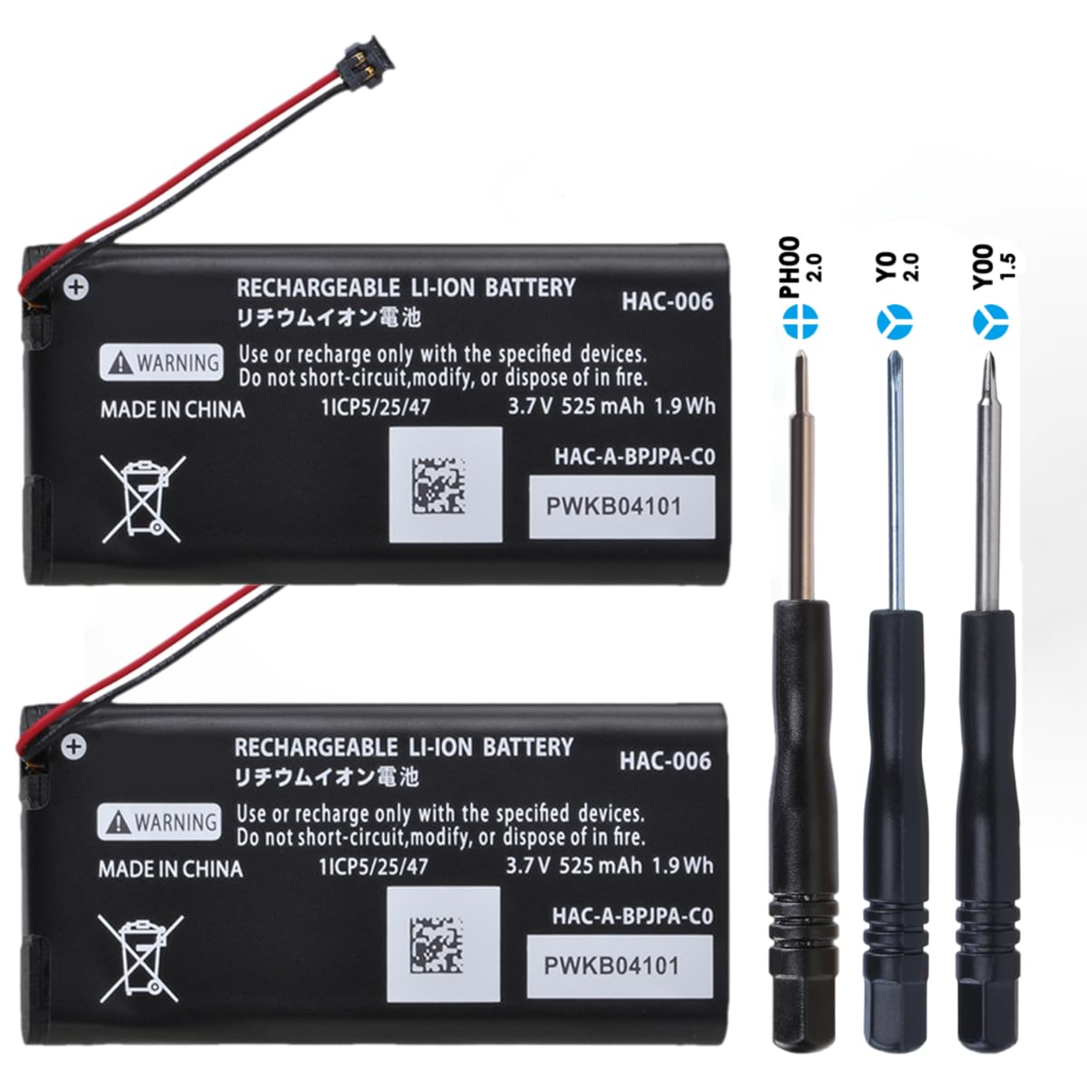 PowerTrust Replacement HAC-006 Battery Compatible with Nintendo Switch HAC-015 HAC-016 Joy-Con Controller HAC-A-JCR-C0 HAC-A-JCL-C0 (2 Pack)