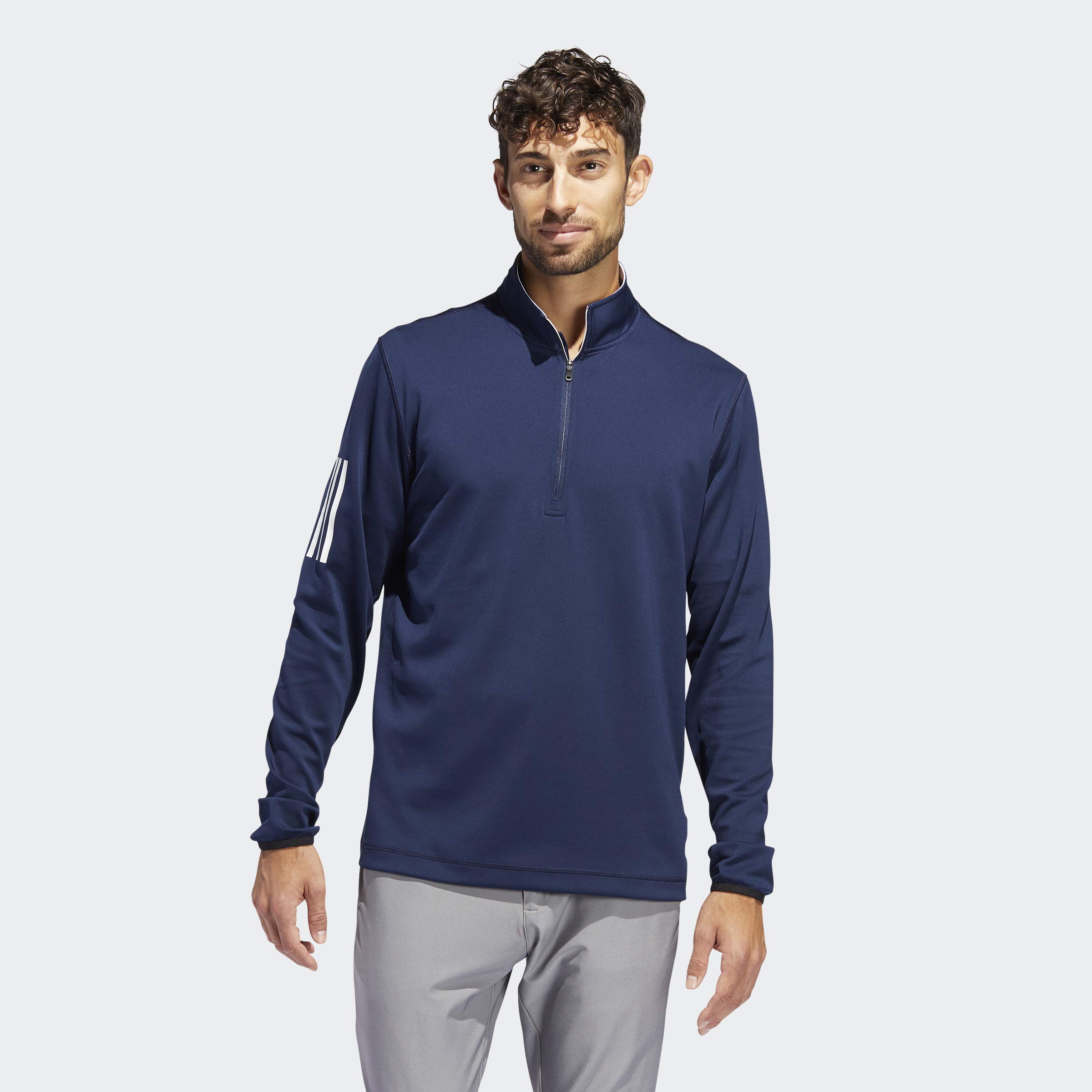 adidas Golf Men's 3-Stripe Midweight Layering Top, Collegiate Navy/White, X-Large