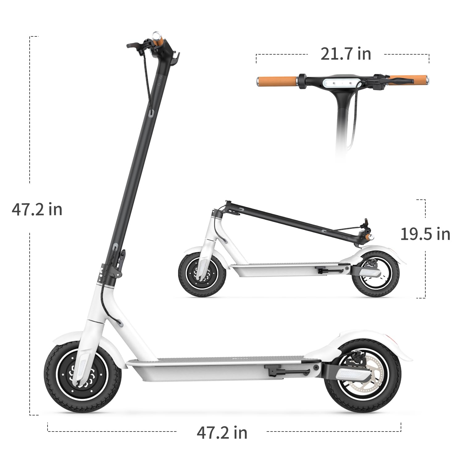 ADVANRIDE L1 Plus Electric Scooter 10" Solid Tires,19 Miles Range,15.5Mph 350W,220 Pounds Maximum Load,Portable Folding Commuting E-Scooter Triple Braking System for Adults and Teens