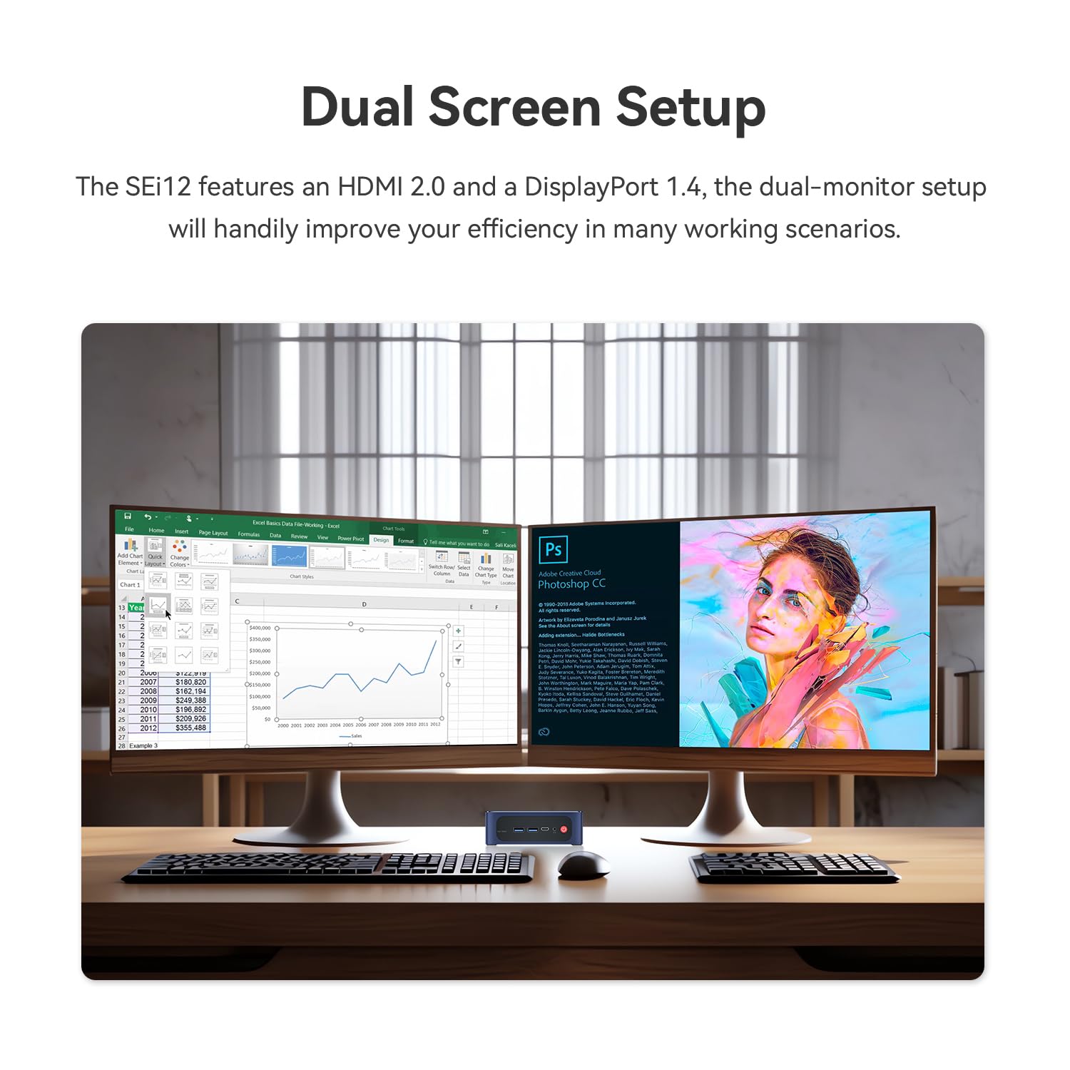 Beelink Mini PC, SEi12 Intel 12th Gen Core i5-12450H (8C/12T, up to 4.4GHz), 16GB DDR4 RAM 500GB SSD Mini Computers Support 4K@60Hz Dual Display, HDMI2.0+DP1.4/WiFi6/BT5.2/PCle 4.0 Mini Desktop