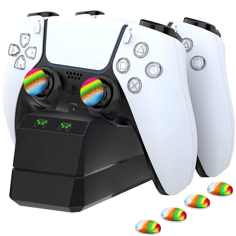 Controller Charging Station Dock Stand Compatible with Playstation 5 with 4 Thumbstick Caps