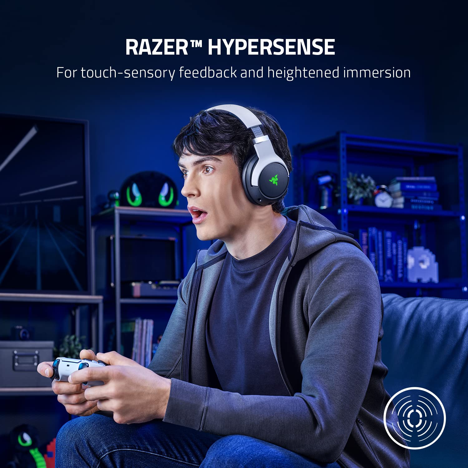 Razer Kaira Pro Dual Wireless PS5 Headset w/Haptics for Ultimate Gaming Immersion: HyperSense - Triforce 50mm Drivers - Detachable Mic - 2.4GHz and Bluetooth w/SmartSwitch - RGB Chroma (Renewed)