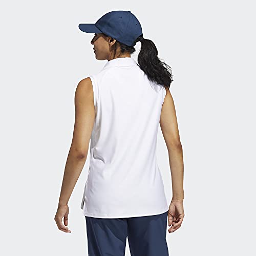 Adidas Golf Women's Go-to Sleeveless Primegreen Polo Shirt, White, Small