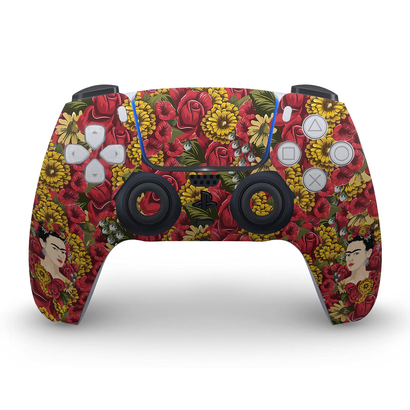 Head Case Designs Officially Licensed Frida Kahlo Portrait Pattern Floral Vinyl Faceplate Gaming Skin Decal Compatible With Sony PlayStation 5 PS5 Digital Edition Console and DualSense Controller