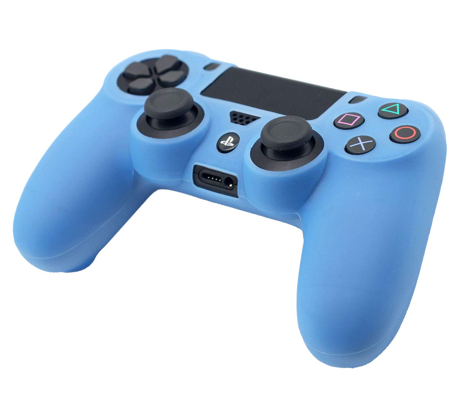 Controller Skin for PS4,BRHE Anti-Slip Grip Silicone Cover Protector Case Compatible with PS4 Slim/PS4 Pro Wireless/Wired Gamepad Controller with 2 Cat Paw Thumb Grip Caps (Blue)
