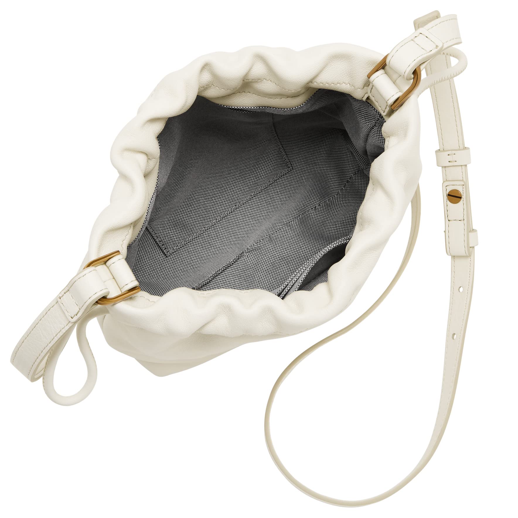 Fossil Women's Gigi Eco-Leather Small Drawstring Crossbody Purse Handbag, Angora (Model: ZB1526159)