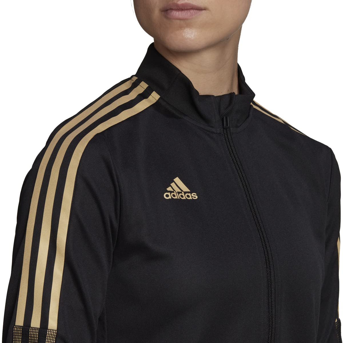 adidas Women's Tiro Track Jacket, Black/Metallic, Large