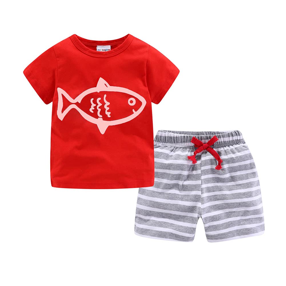 Mud Kingdom Toddler Boys Short Clothes Sets Beach Outfits Holiday 24 Months Red