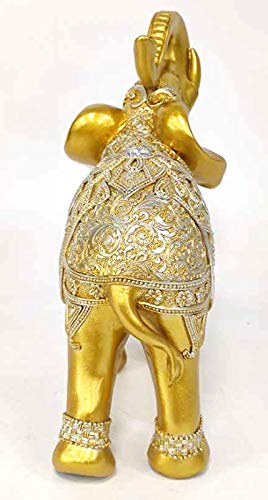 Dalax- 9"(H) Elephant Statue Figurines Home Decor Trunk Facing Upwards Lucky Figurine Living Room Office Decorations Ornaments Statues Gift Set Art Accent Good Luck Centerpiece Gifts Collection