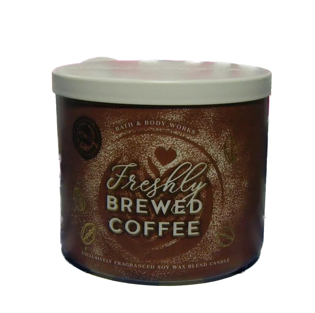 Bath + Body Works Freshly Brewed Coffee Candle - Bold Coffee w/Steamed Milk - 3 Wick Scented Candle for Fall - 14.5 oz, New for Fall, 2024
